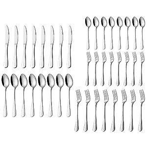Silverware Set, 40-Piece Flatware Set, Stainless Steel Home Kitchen Hotel Restaurant Tableware Cutlery Set, Service for 8,Include Knife/Fork/Spoon,Mirror polished, Dishwasher Safe
