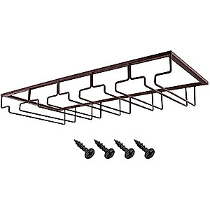 Wine Glass Shelf, Upside-down Home Goblet Iron Art Shelf, Wine Glass Hanging Storage Rack(Brown, 5 Rows 1 Pack)