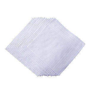 Ricosky Men's Pure White 100% Cotton Handkerchief