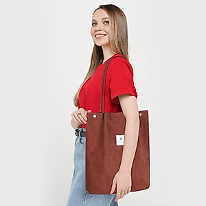 WantGor Large Corduroy Totes Bag Women's Casual Purses Work Handbags Big Capacity Shopping Bag