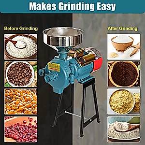 SLSY Electric Mill Grinder 110V 3000W, Commercial Electric Feed Mill Dry Grinder, Heavy Duty Milling Machine Cereals Grinder Rice Corn Grain Coffee Wheat with Funnel