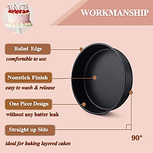 LIANYU 4 Inch Round Black Nonstick Cake Pan Set of 3, Stainless Steel, Ideal for Birthday Baking Wedding