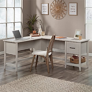Sauder Summit Station Engineered Wood L-Shaped Desk in Glacier Oak