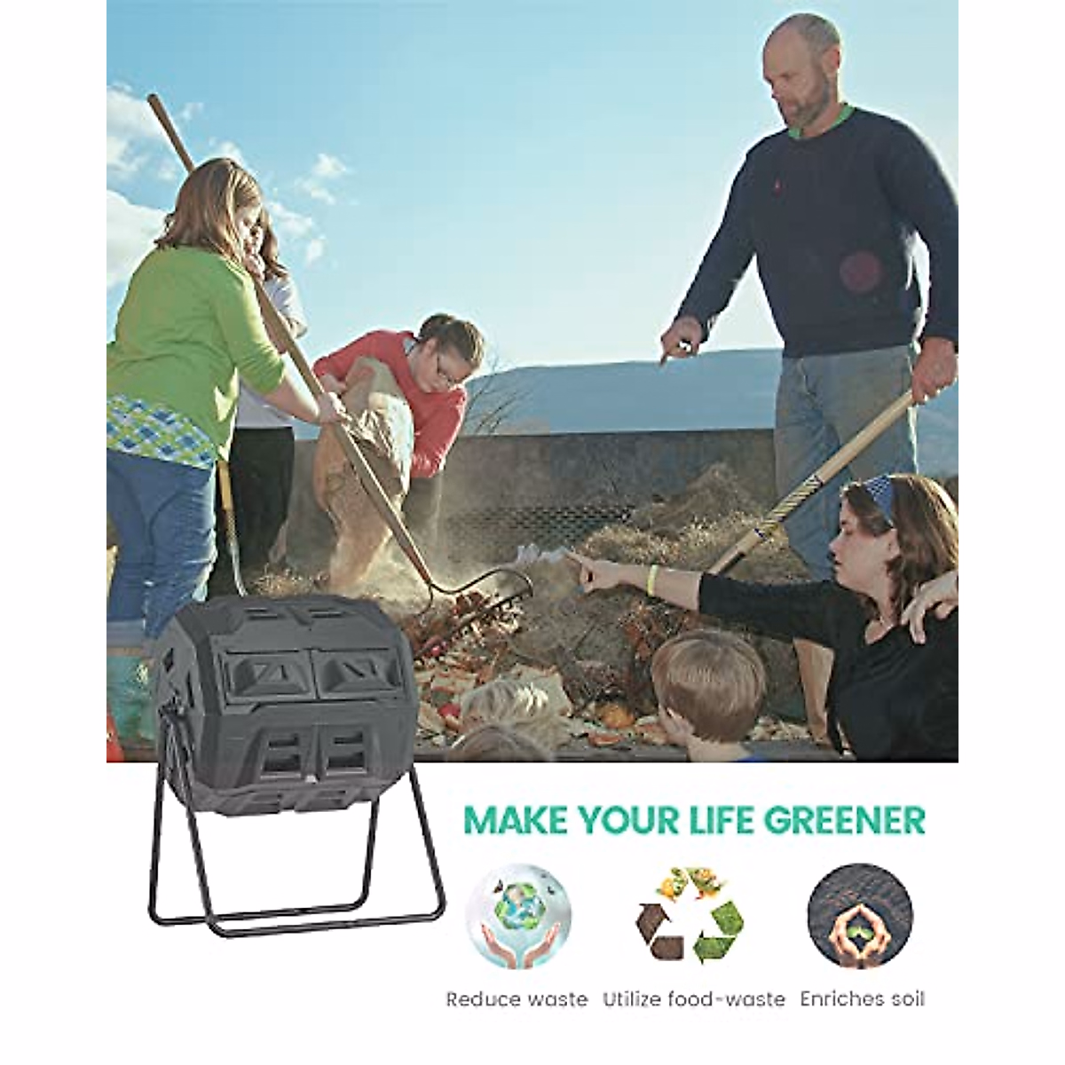 Garden Compost Bin with Garden Work Apron,Great Gardening Gifts for Women Men Lawn Care