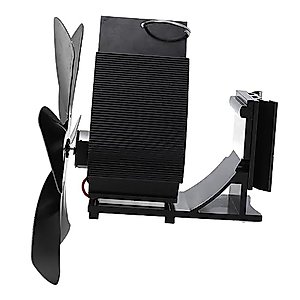 6 Blade Wood Stove Fan Heat Powered Hanging Stove Fan Silent Flue Pipe Fireplace Fan for Wall Mount (Black)