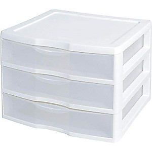 New Sterilite White & Clear Countertop 3-Drawer Desktop Storage Unit (4 Pack)