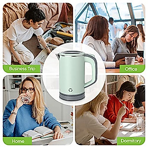 EVATEK Small Electric Kettle, Travel Mini Hot Water Boiler Heater, 304 Stainless Steel 0.8L Portable Electric Kettles for Boiling Water, 600W 5 Mins Coffee Kettle Travel Teapot with Auto Shut-Off