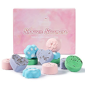 Aromatherapy Gifts for Women- 12Pcs Shower Steamer Aromatherapy Self Care Gifts for Women Christmas Gifts for Stress Relief Home SPA Gifts for Women- Stocking Stuffers for Adults (4 Scents)
