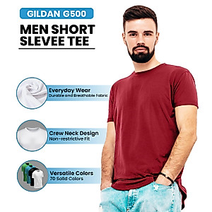 Gildan Men's Heavy Cotton Short Sleeve T-Shirt, Style G500, Multipack of 1|2|4|6|10, Make Your Own Customized Set! SETOF-10-L Multicolor
