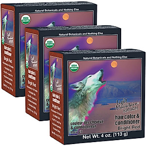 Light Mountain Henna Hair Color & Conditioner - Bright Red Hair Dye for Men/Women, Organic Henna Leaf Powder and Botanicals, Chemical-Free, Semi-Permanent Hair Color, 4 Oz (Pack of 3)