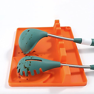 Lyrepie Upgrade Silicone Spoon Rest with Drip Pad, Silicone Utensil Rest Heat-Resistant, Spoon Holder for Kitchen Counter or Stove Top（Spoons are Not Included）