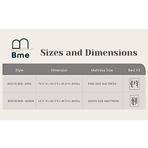 Bme Vivian 14 Inch Deluxe Bed Frame with Headboard - Rustic & Scandinavian Style with Solid Acacia Wood - No Box Spring Needed - 12 Strong Wood Slat Support - Easy Assembly - King,Rustic Golden Brown