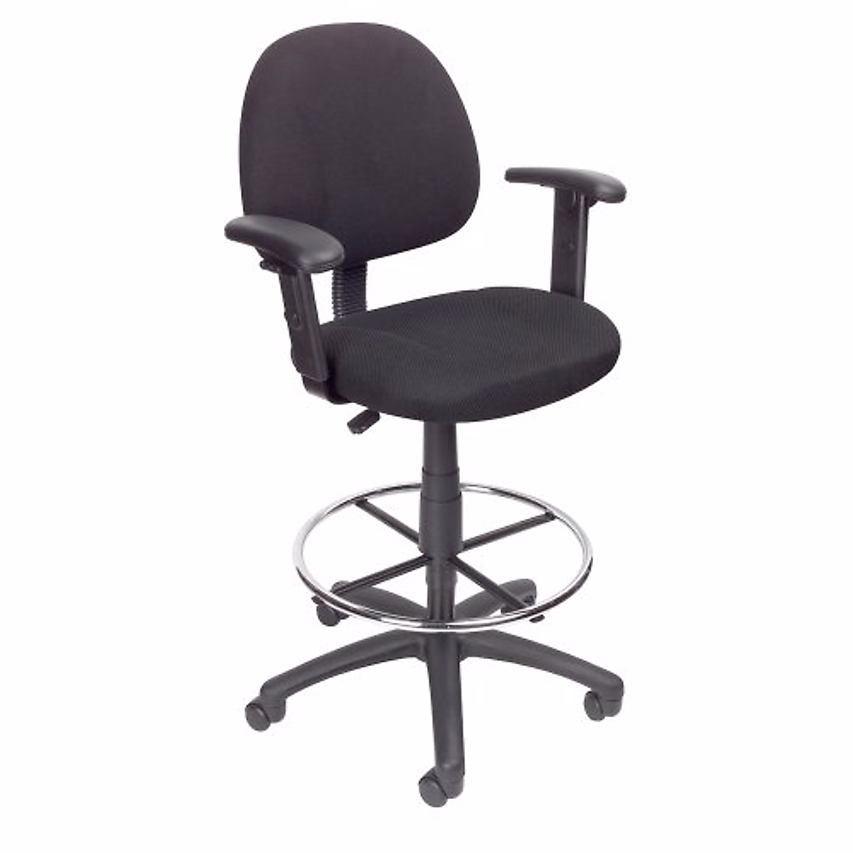 Boss Office Products Ergonomic Works Drafting Chair with Adjustable Arms in Black, 250