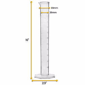 12PK Graduated Cylinders, 100mL - Class B Tolerance - Octagonal Base - Polypropylene Plastic - Industrial Quality, Autoclavable - Eisco Labs