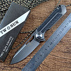 TWOSUN D2 Steel Folding Pocket Knife Flipper Tactical Hunting Outdoor TS226