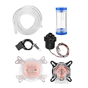 ASHATA PC Water Cooling Kit,Universal Water Cooling Radiator,Tubing,Pump,Cylindrical,Dual Fan,Mounting Accessories Computer Water Cooling Liquid Cooler Kit