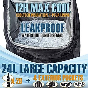 Athletico Golf Cooler Backpack - Soft Sided Insulated Cooler Bag Holds a 12 Pack of Cans or Two Wine Bottles (Black)