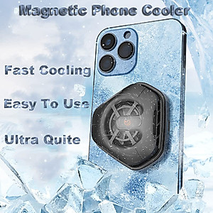 Phone Cooler Yvweos Portable Phone Cooler Magnetic Phone Cooling Fan Radiator 2A Compatible with All Mobile and iPad for Gaming, Live Streaming, Outdoor Vlog - Black