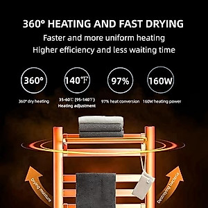 Heated Towel Rack, Electric Towel Warmer for Bathroom, Wall Hot Towel Warmer 10 Bar Touch Control, Timing, Temperature Display (10 Bar - 38in)