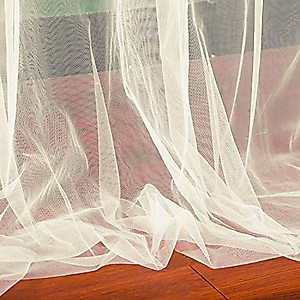 Champagne Tulle Backdrop Curtain with Lights String for Parites Wedding Sheer Backdrop Curtains for Bridal Shower Baby Shower Birthday Party Photo Shoot Background Wall Decorations 2 Panels 5×8ft