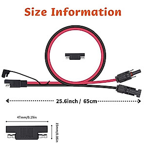 Ygdyxautoc 2 FT 10AWG Solar Panel to SAE Adapter Cable, Solar to SAE Extension Cable 10 Awg, SAE to Solar Male & Female Adapter Cable with SAE Polarity Reverse Adapter for RV Panel Solar