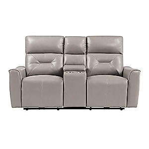 Lexicon Edelweiss Power Double Reclining Loveseat, Light Gray