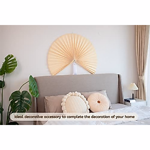 ChicnChill Oriental Wall Fan, Giant Bamboo Fan with Tassel, Oriental Woven Wall Hanging ,Decorative Fan Above Bed, Rustic Wall Pediment for Home Decor (Extra Large 47''x23.5'')