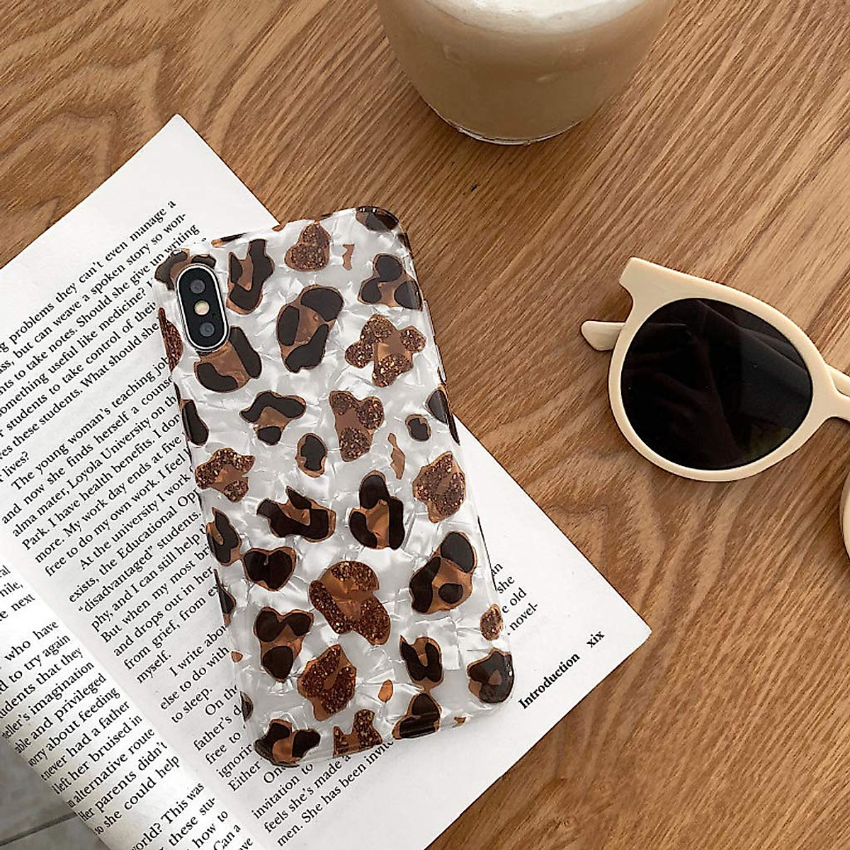 J.west iPhone Xs Max Case,Luxury Sparkle Bling Leopard Print Cheetah Pattern Design Translucent Soft TPU Silicone Protective Phone Case Cover for Girls Women for Apple iPhone Xs Max 6.5 inch (White)