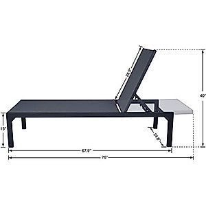 Kozyard Modern Full Flat Alumium Patio Reclinging Adustable Chaise Lounge with Sunbathing Textilence for All Weather, 5 Adjustable Position, Very Light, Anti-Rusty (2 Pack Gray w/Table)