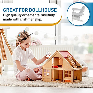 Wood Adirondack Miniature Chair - Wedding Cake Topper Mini Doll Furniture Top Decoration Favor Beach Theme, Great for Dollhouse (White, 4 Pack)