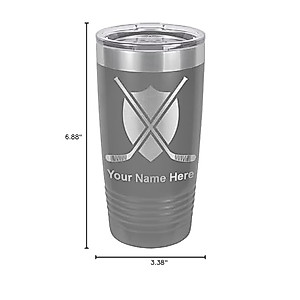 LaserGram 20oz Vacuum Insulated Tumbler Mug, Hockey Sticks, Personalized Engraving Included (Gray)