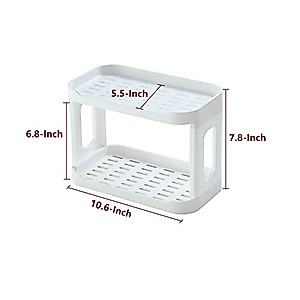XUDAUP Bathroom Countertop Organizer 2 Tier Plastic Bedroom Desktop Storage 2PACK Shelf Vanity Counter Top Rack Perfect for Bedroom Washroom Office School Kitchen (White)