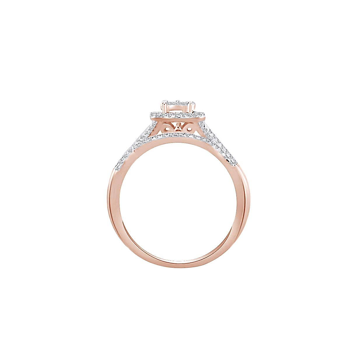AFFY 0.25 Carat (Cttw) Round White Natural Diamond Pear Frame Infinity Split Shank Engagement Wedding Bridal Ring Set In 10k Solid Rose Gold (I-J Color, I2-I3 Clarity, 1/4 CT) Ring Size-5