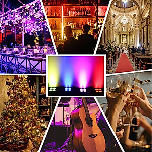 Stage Par Lights, AQOOL RGBW LED Par Can Light,Super Bright DJ Wash Light with Remote & DMX Control,Sound Activated Uplights for Event Wedding Birthday Church Christmas Party Dance Show