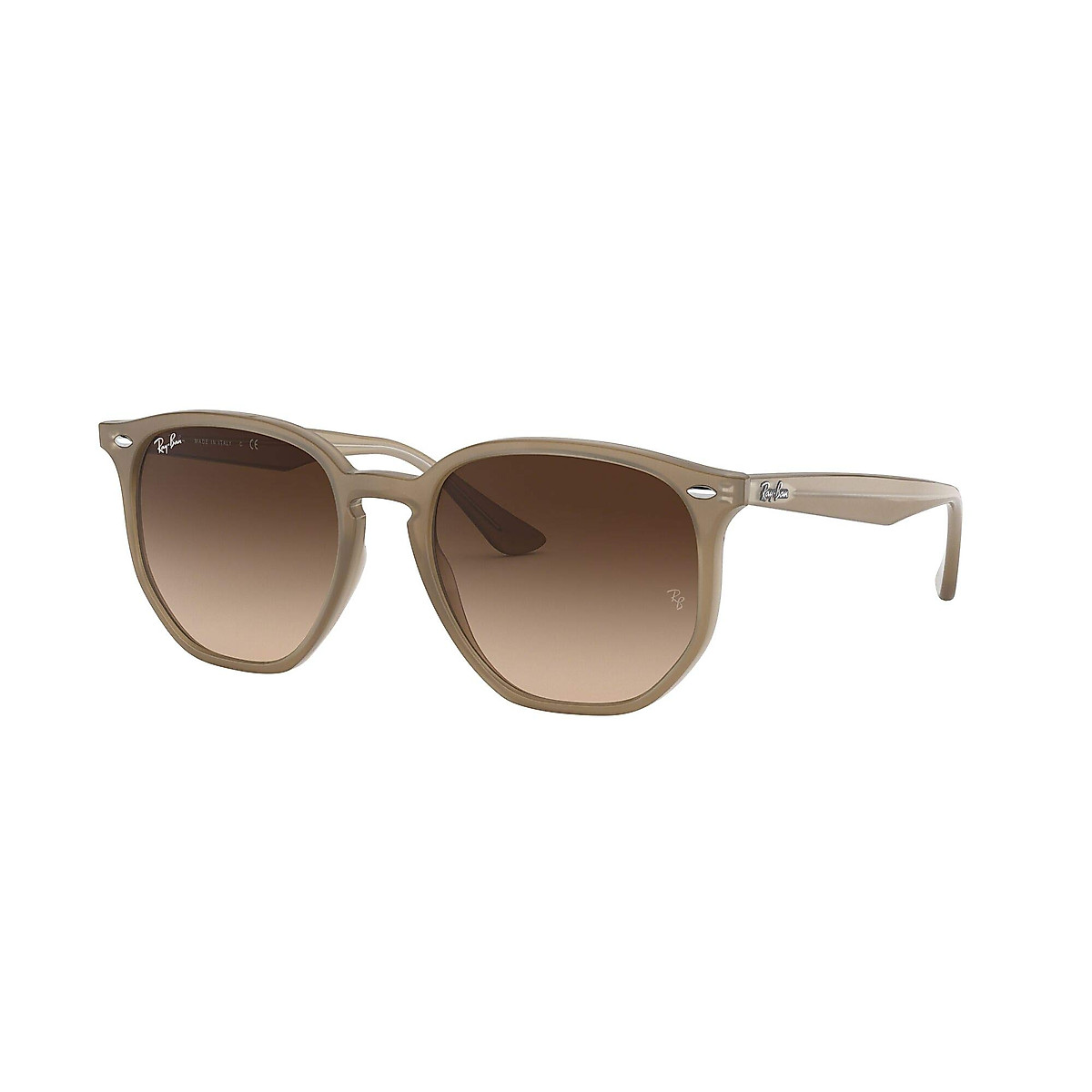 Ray-Ban RB4306 Hexagonal Sunglasses, Opal Beige/Brown Gradient, 54 mm