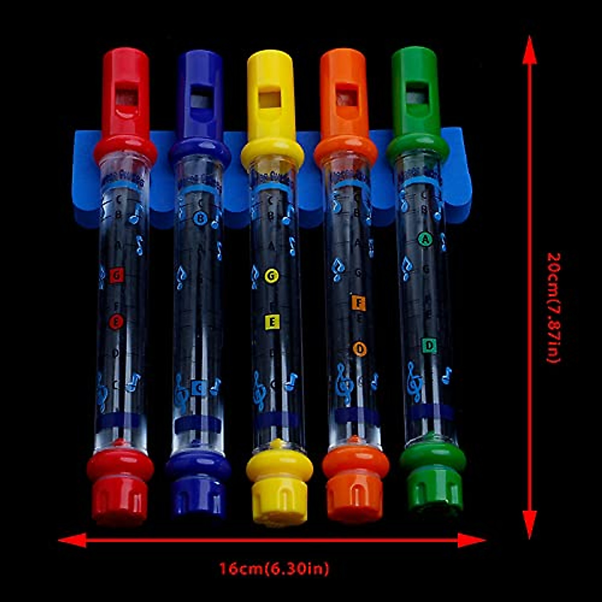 5 Pcs Water Flutes Bath Toy Set (Included Music Sheets) Colorful Water Whistling Kids Fun Bath Toys Bath Tub Tunes Music Toy for Toddler Boys Girls