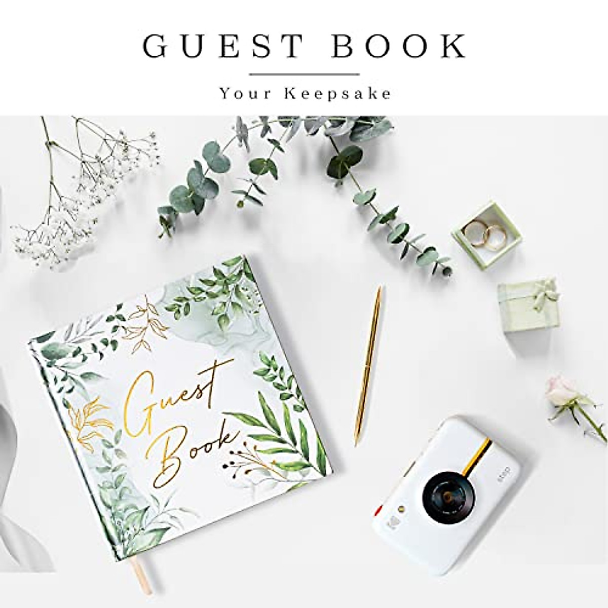 LEMON SHERBET® Wedding Guest Book With Gold Pen - Guest Book Wedding Reception - Baby Shower Guest Book - Polaroid Guest Book For Wedding - Wedding Guestbook - Wedding Sign In Book