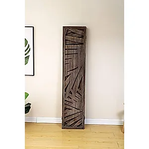 Proman Products Palm Spring 4-Panel Folding Screen Room Divider FS37151 Made in Natural Paulownia Wood, Carbonized Finish, 60" W x 67" H x 1" D (Max Extend), 15" W x 67" (Per Panel), Smoked Brown