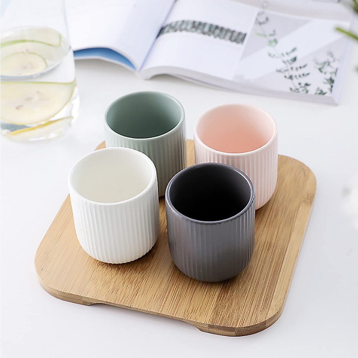 Lxuwbd Traditional Japanese Tea Cup, Ceramic Tea Set, Chinese Tea CupYunomi Tea Cup, Matcha Bowl, Matcha Tea Set (4 colors)