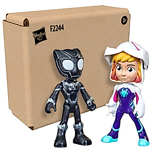 Spidey and His Amazing Friends Hero Reveal 2-Pack, Marvel Action-Figures, Mask-Flip Feature, Ghost-Spider and Black Panther, Kids Easter Gifts, 3+