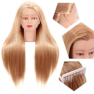 Cosmetology Mannequin Head with Synthetic Hair and Adjustable Stand 26-28" Blonde for Braiding Hair Styling Training Hairart Hairdressing Salon Display (Blonde 2)