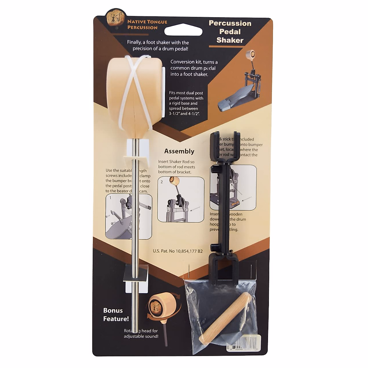 Native Tongue Percussion, Shaker Conversion Kit for Foot Pedal