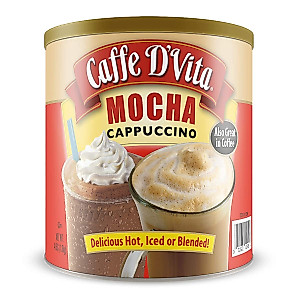 Caffe D'Vita Mocha Cappuccino Mix - Mocha Powder Mix, Instant Cappuccino Mix, Gluten Free, No Cholesterol, No Hydrogenated Oils, No Trans Fat, 99% Caffeine Free, Mocha Mix - 4 LBS