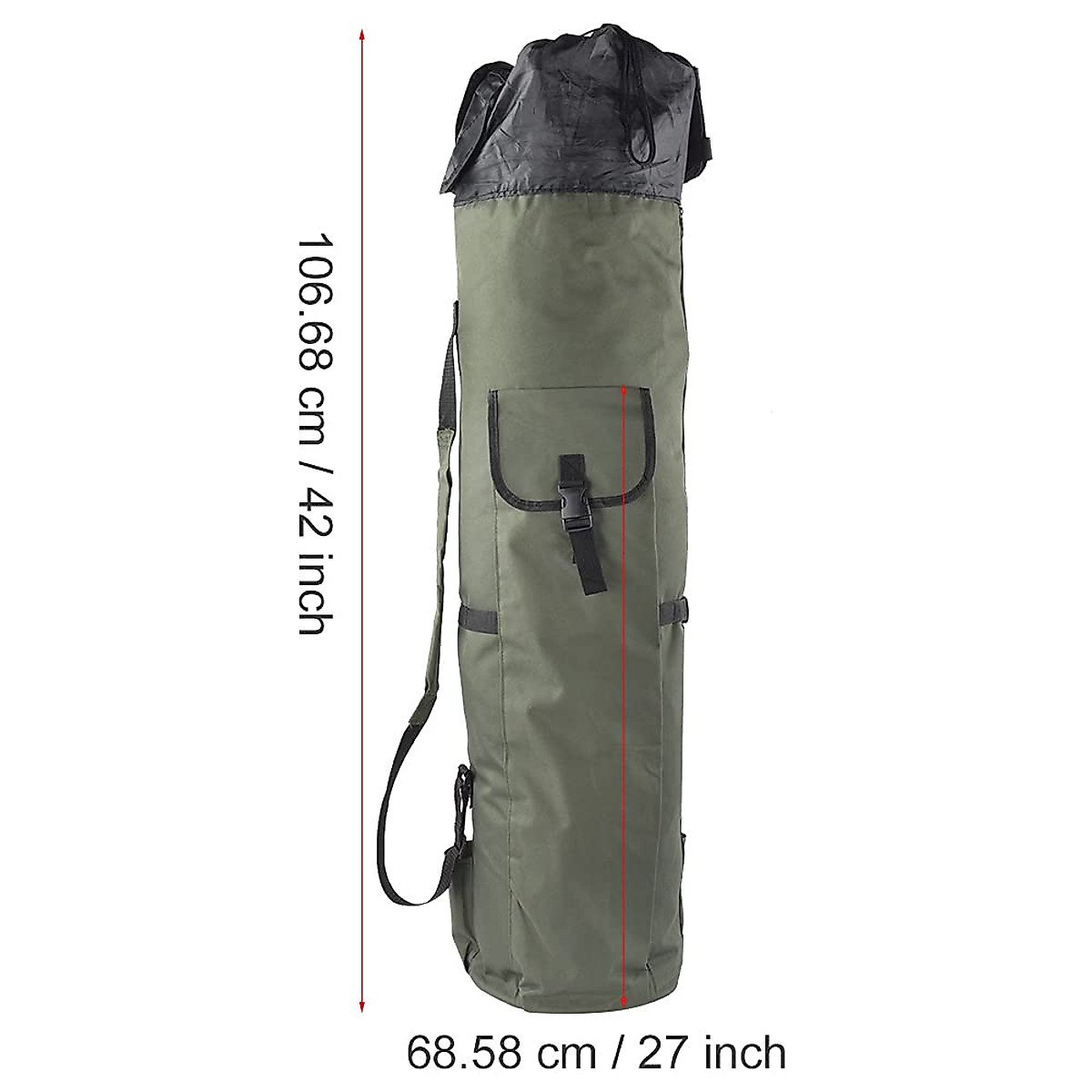 Flbirret Nylon Fishing Tackle Storage Bag w/Reversible Zipper, Portable Durable Multifunction Reversible Zipper Outdoor Rod Tools
