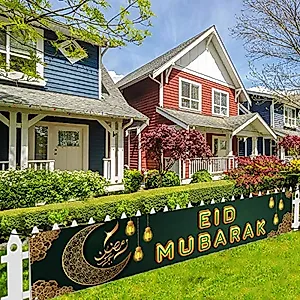 Large Eid Mubarak Banner for Fence Islamic Eid Festival Celebration Decoration Backdrop Muslim Ramadan Party Decor and Suppliesl for Home