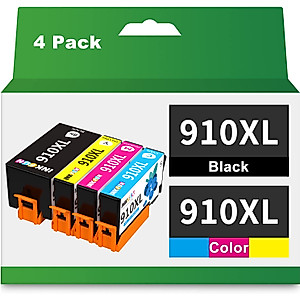 INKFUN 910 910xl Ink Cartridges Combo Pack Replacement for Printer Ink 910 for OfficeJet Pro 8020 8025 8025e 8035 8035e 8028 8022 8015 Printer, Black Cyan Magenta Yellow(4 Pack)