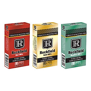 Tobacco Free Cigarette ALTERNATIVES - ROCKFIELD “Gold 100’S” - Tobacco Free - Nicotine Free - NITROSAMINE Free - Herbal Cigarette ALTERNATIVES