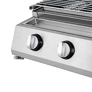 BBQ Propane Gas Grill, Stainless Steel Patio Garden Barbecue Grill, Smokeless Safe Removable for Outdoor Cooking, Camping, Backyard Parties, RV Travel