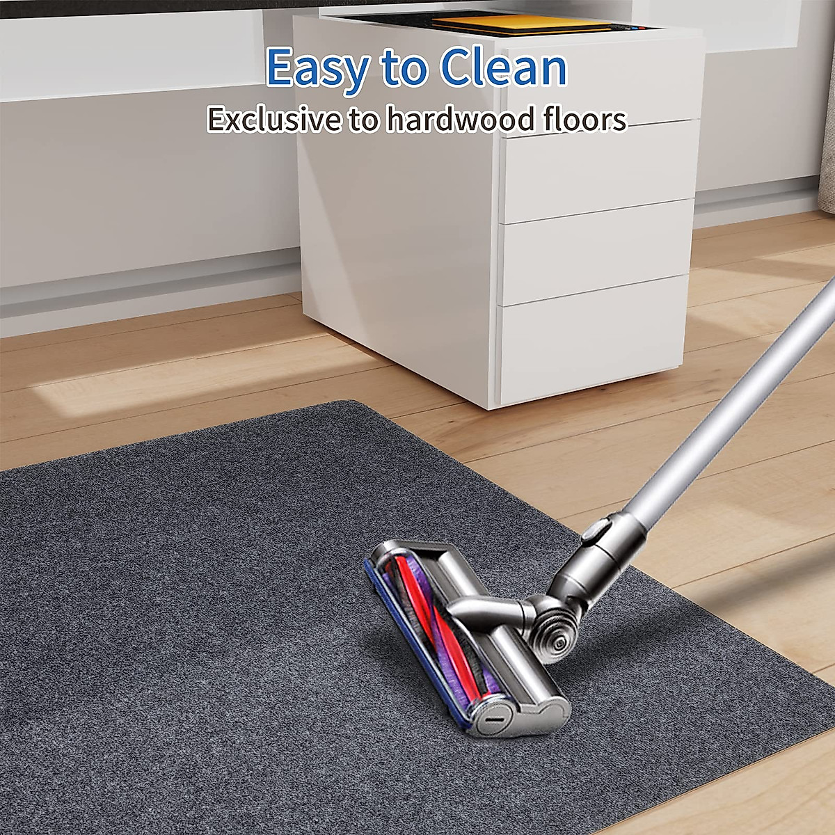 HIWOOD Office Chair Mat for Hardwood, 35 x 47 inches 1/6" Thick Low-Pile Under Desk Mat, Multi-Purpose Hard Floor Mat (Dark Gray)