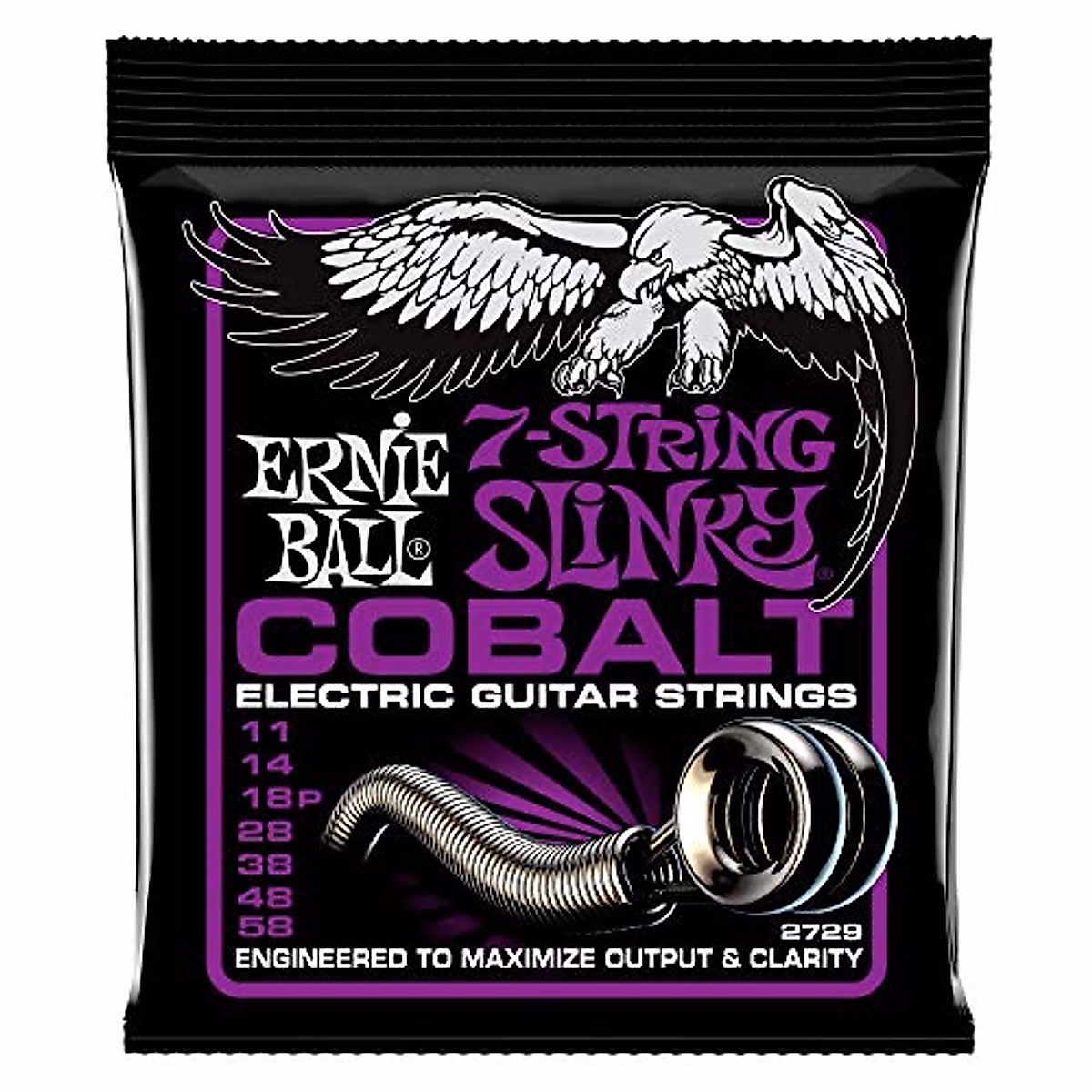 Ernie Ball 7-String Power Slinky Cobalt Electric Guitar Strings, 11-58 Gauge (P02729)
